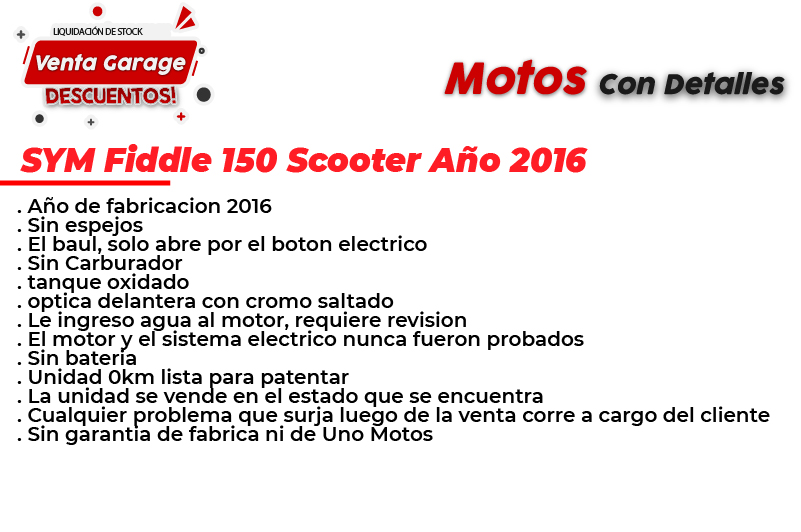 Moto Sym Fiddle ll 150 S 2016 Outlet MJ